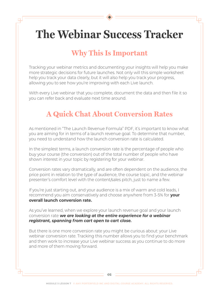 M5L7 WebinarSuccess Tracker | PDF