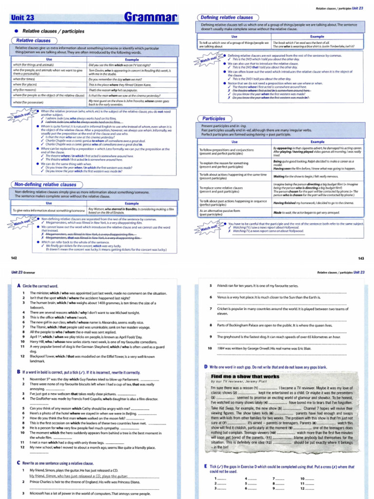 Grammar - Relative Clauses STUDENTS | PDF