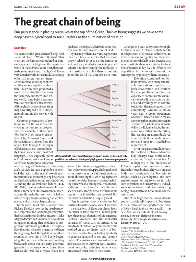 Nee2005 Chain of Being Essay | PDF