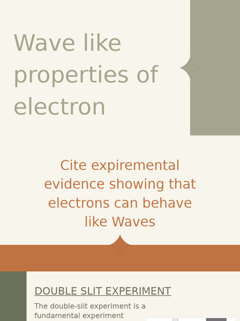 Wave Like Properties Electron | PDF