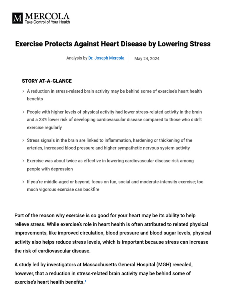 Exercise Lowering Stress PDF | PDF