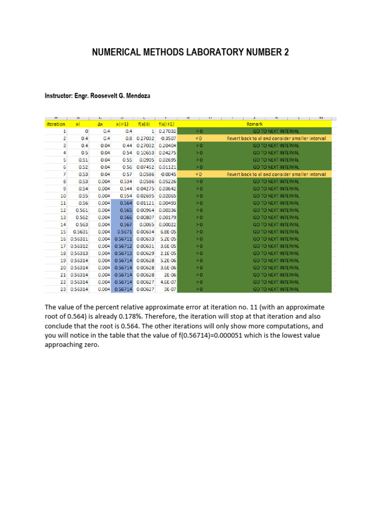 Numerical Methods Laboratory Number 2 | PDF