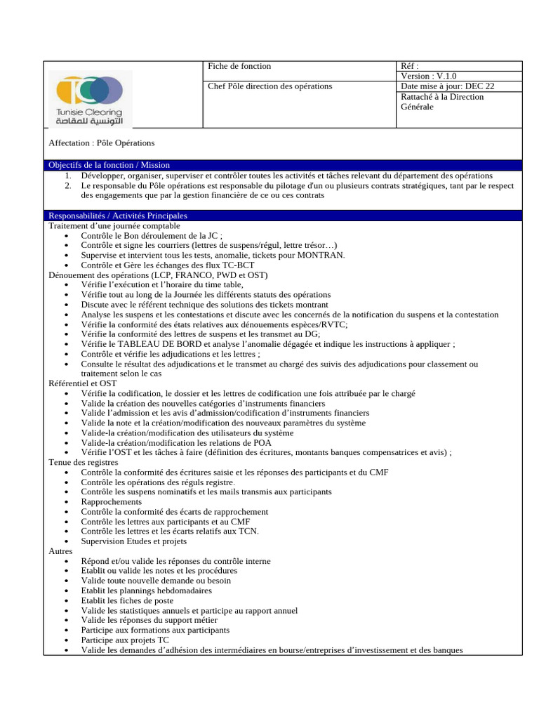 Fiche de Poste Def | PDF