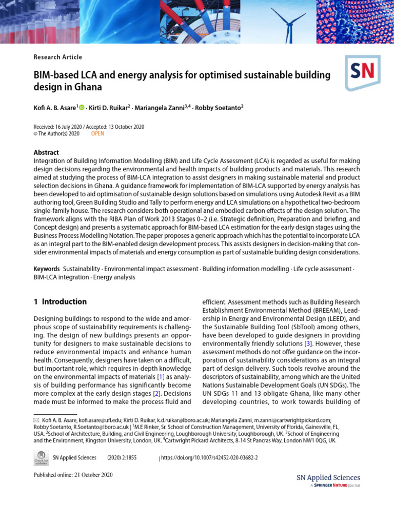BIM Based LCA and Energy Analysis For Optimised Sustainable Building Design in Ghana | PDF