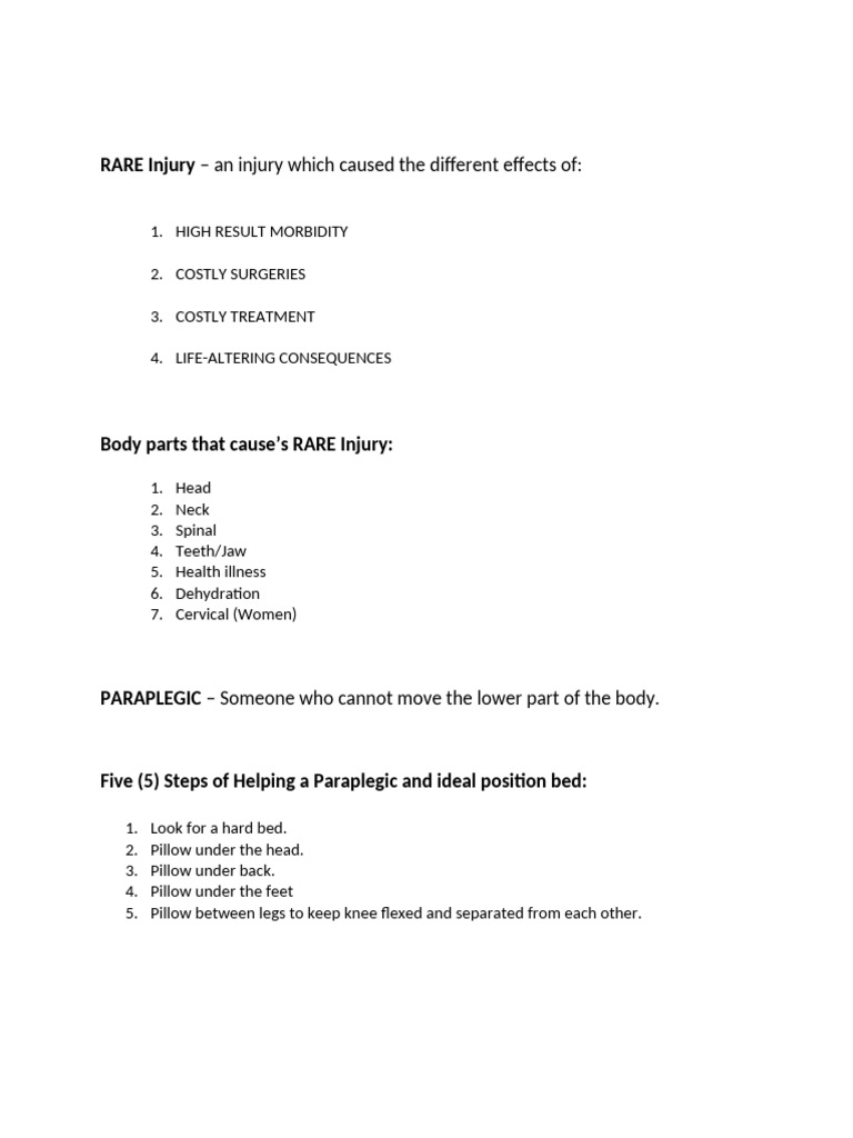 RARE Injury | PDF
