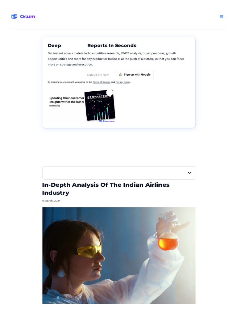 In-Depth Analysis of the Indian Airlines Industry - Osum | PDF In-Depth Analysis of the Indian Airlines Industry - Osum | PDF