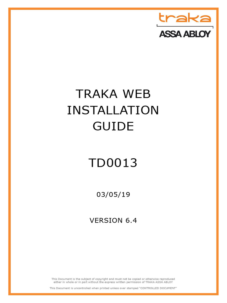 Traka Installation Guide | PDF