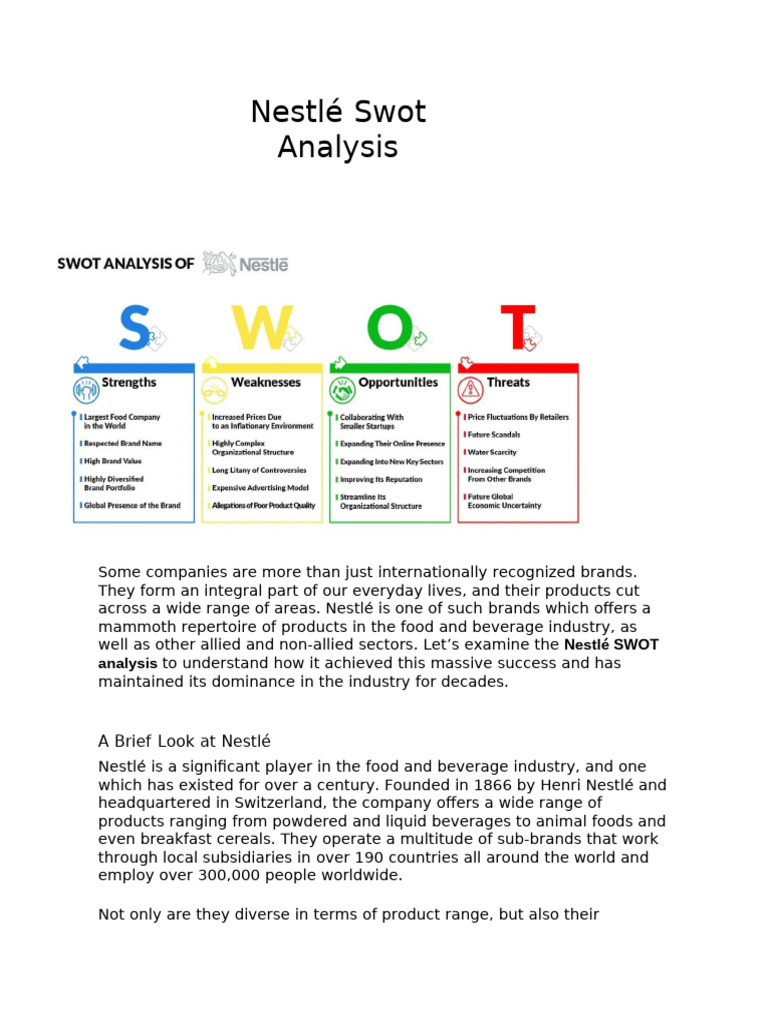 Nestlé Swot Analysis | PDF