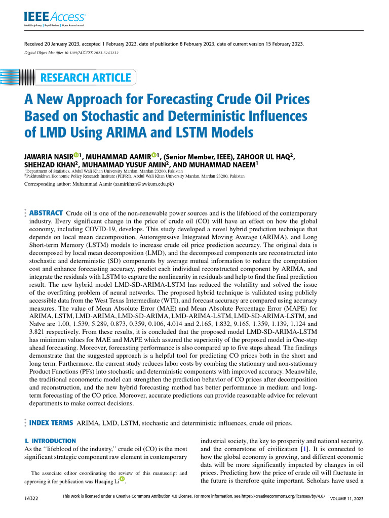 A New Approach For Forecasting Crude Oil Prices Based On Stochastic and Deterministic Influences ...