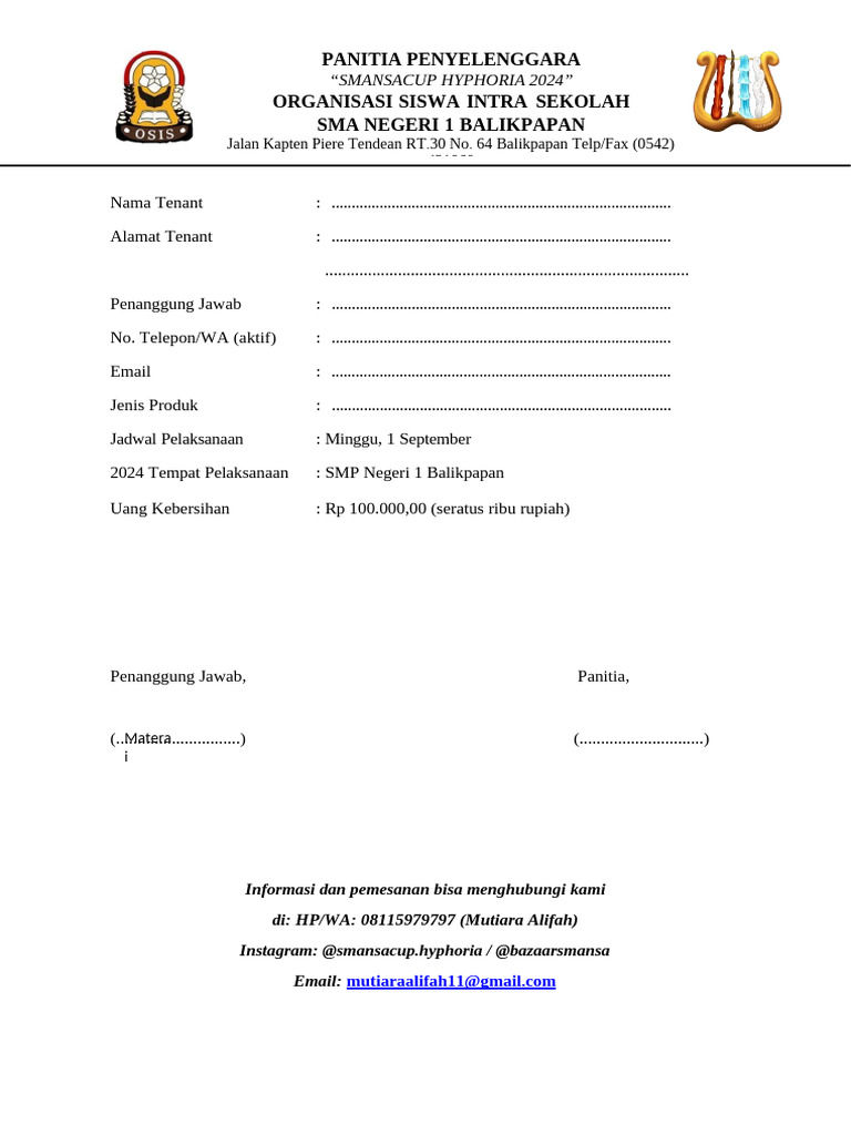 Contoh Surat Perjanjian Tenant | PDF