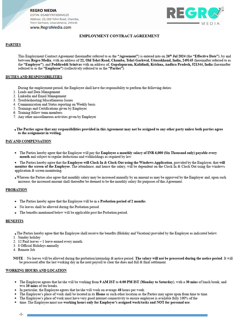 Srinivas OFFER LETTER 1 | PDF