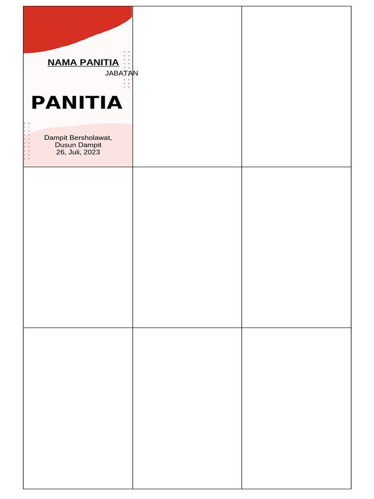 Desain 1 ID Card Panitia Merah File Word Tanpa Pas Foto | PDF