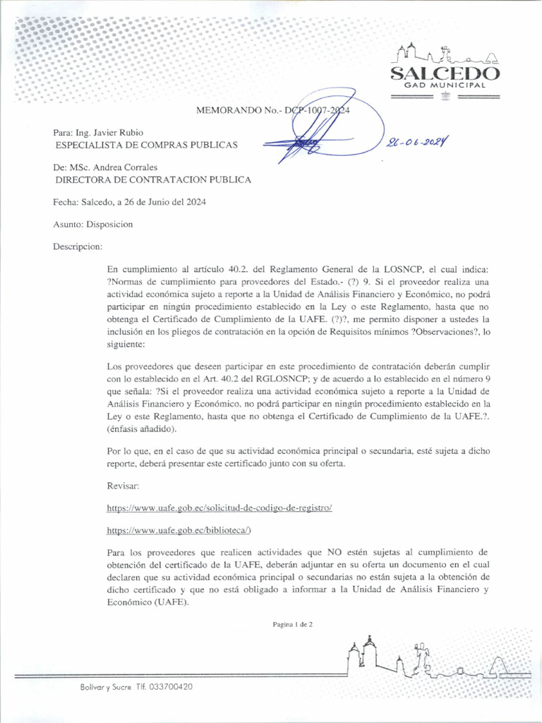 Disposicion UAFE | PDF