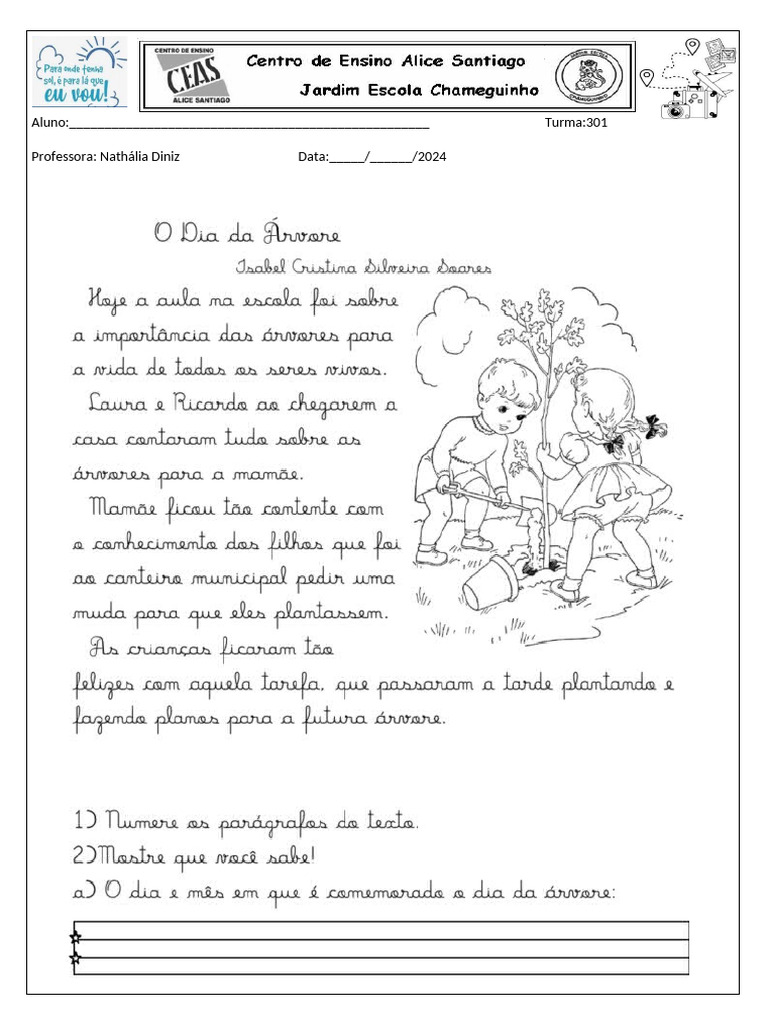 dia da árvore leitura e interpretação | PDF