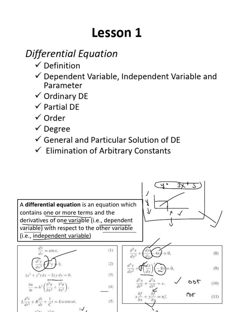 Lesson 1 - Differential Equations, J. de Leon - Copy | PDF
