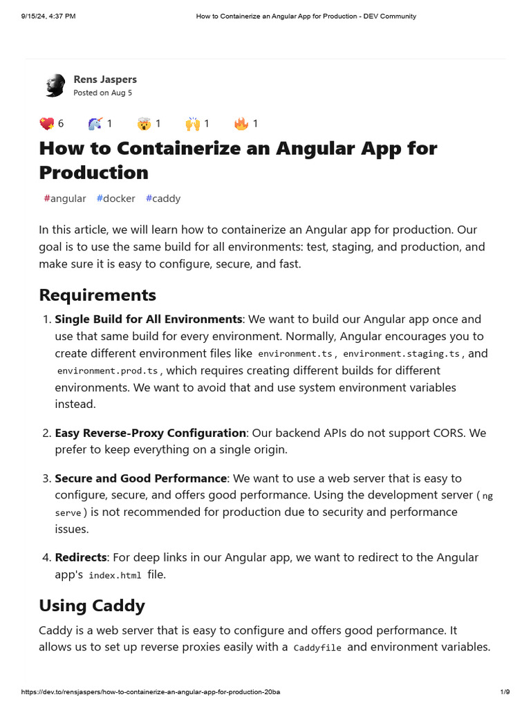 Containerize An Angular App For Production | PDF