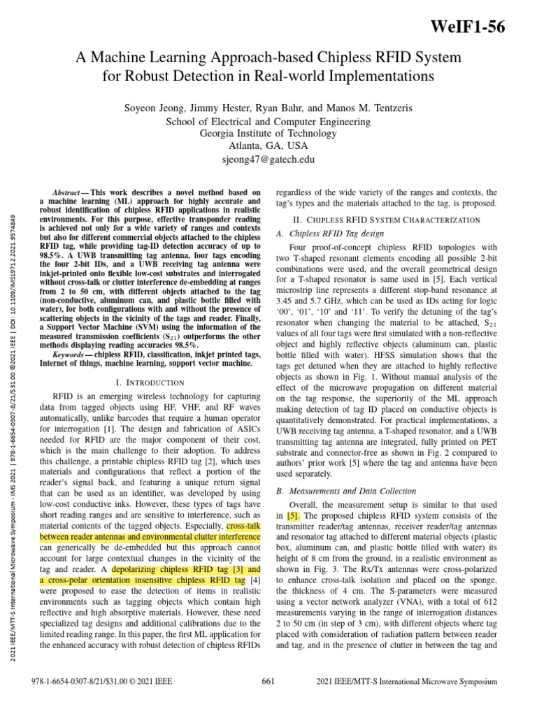 Machine Learning Enhances Chipless RFID Detection | PDF | Radio Frequency Identification ...