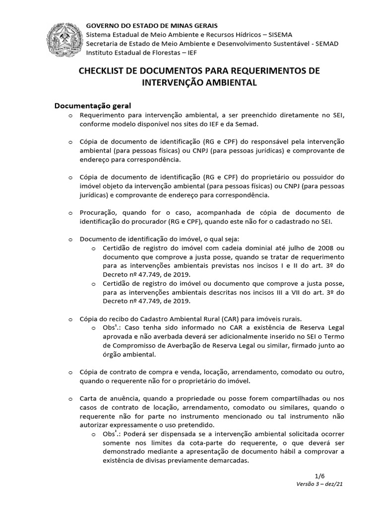 Checklist Daia | PDF