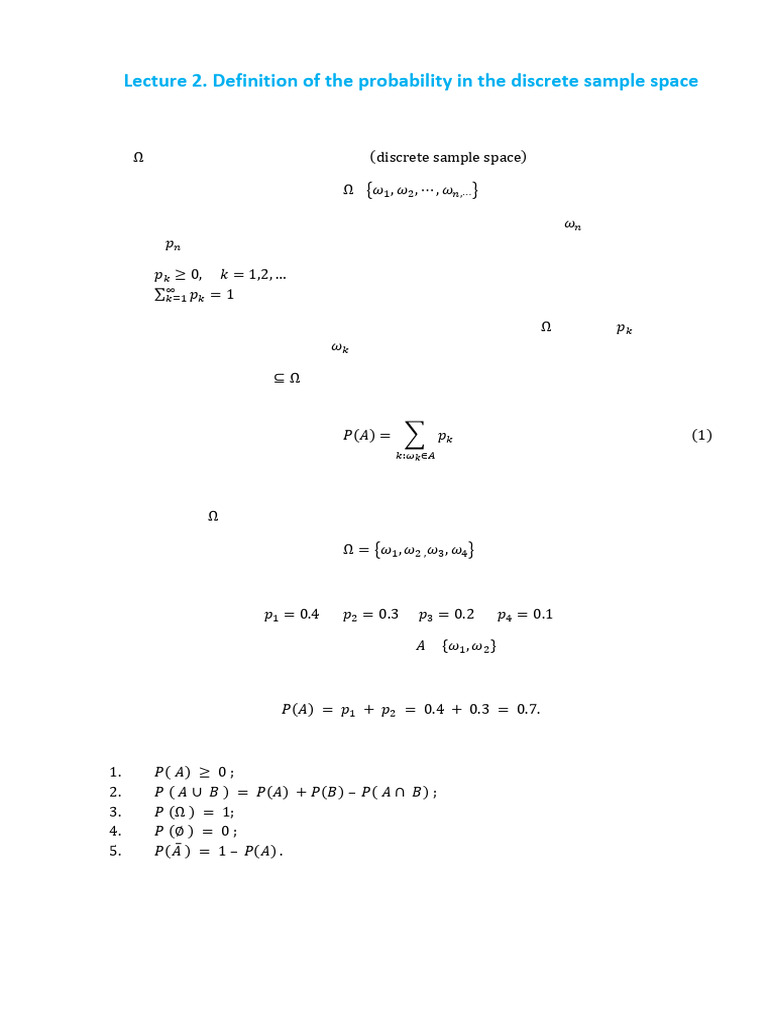 Lecture 2. Probability in Discrete Sample Space | PDF