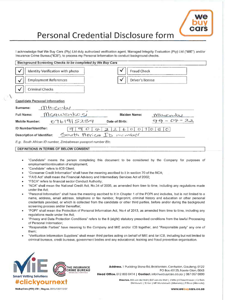 Vetting Consent Form | PDF