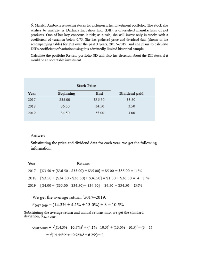 Math of Risk and Return 2 | PDF
