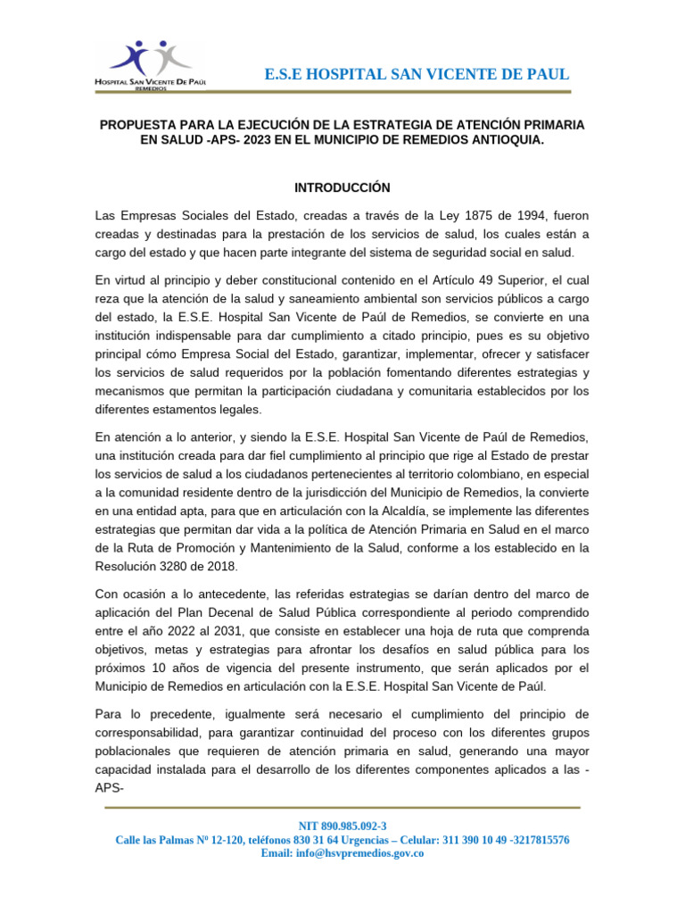 PROPUESTA ECONOMICA APS 2023 (1) | PDF