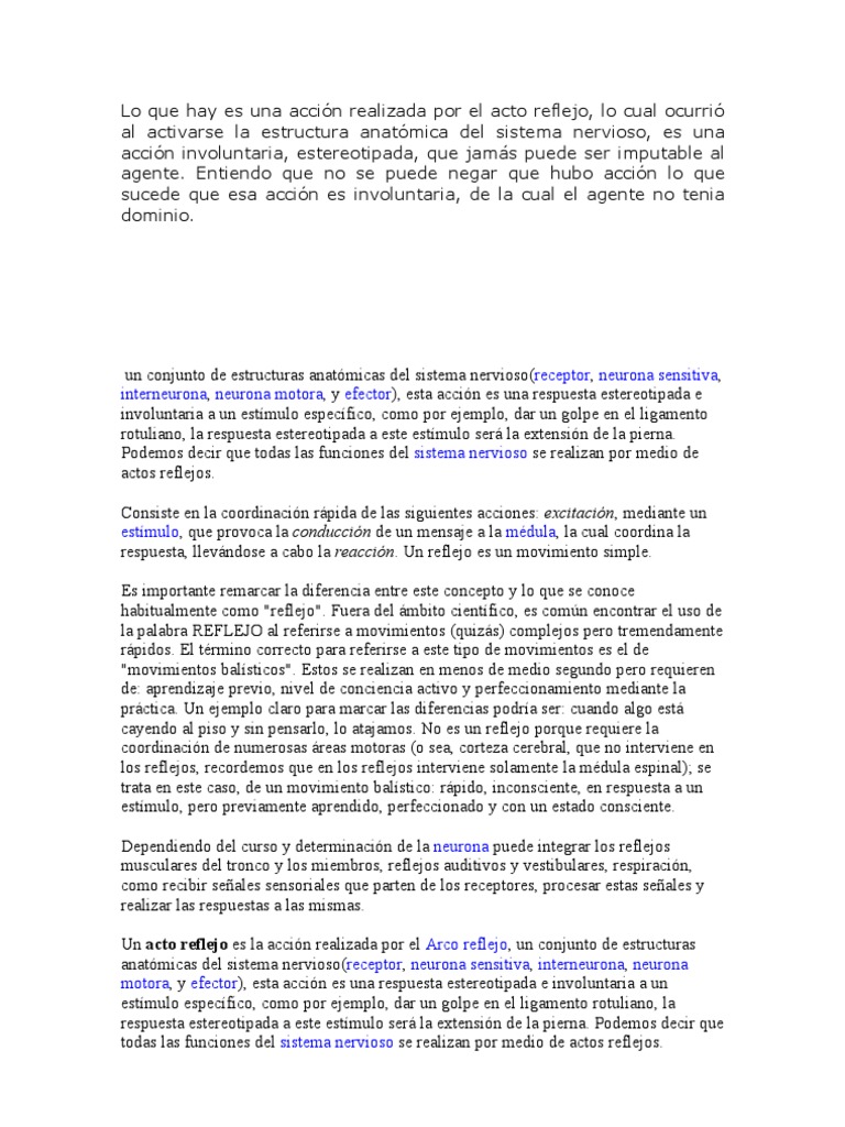 Acto Reflejo | PDF | Sistema nervioso | Neurona