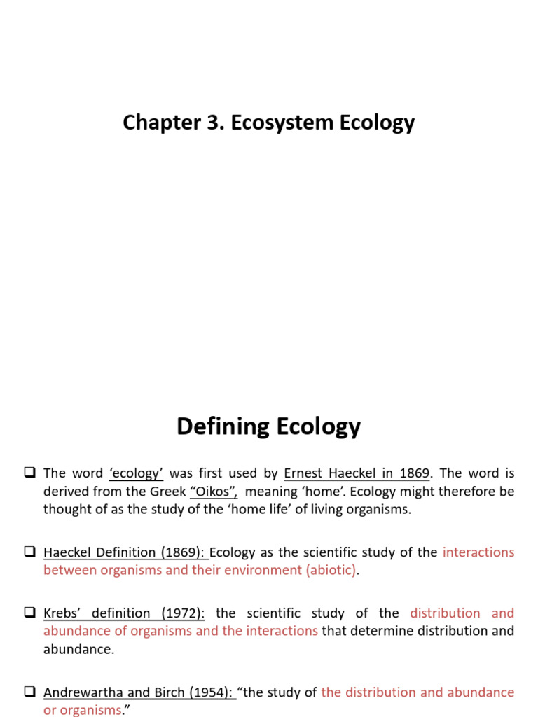 ENV107 - Lecture 3 Concepts of Ecology & Ecosystem | PDF