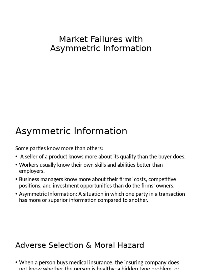 Asymmetric Information | PDF