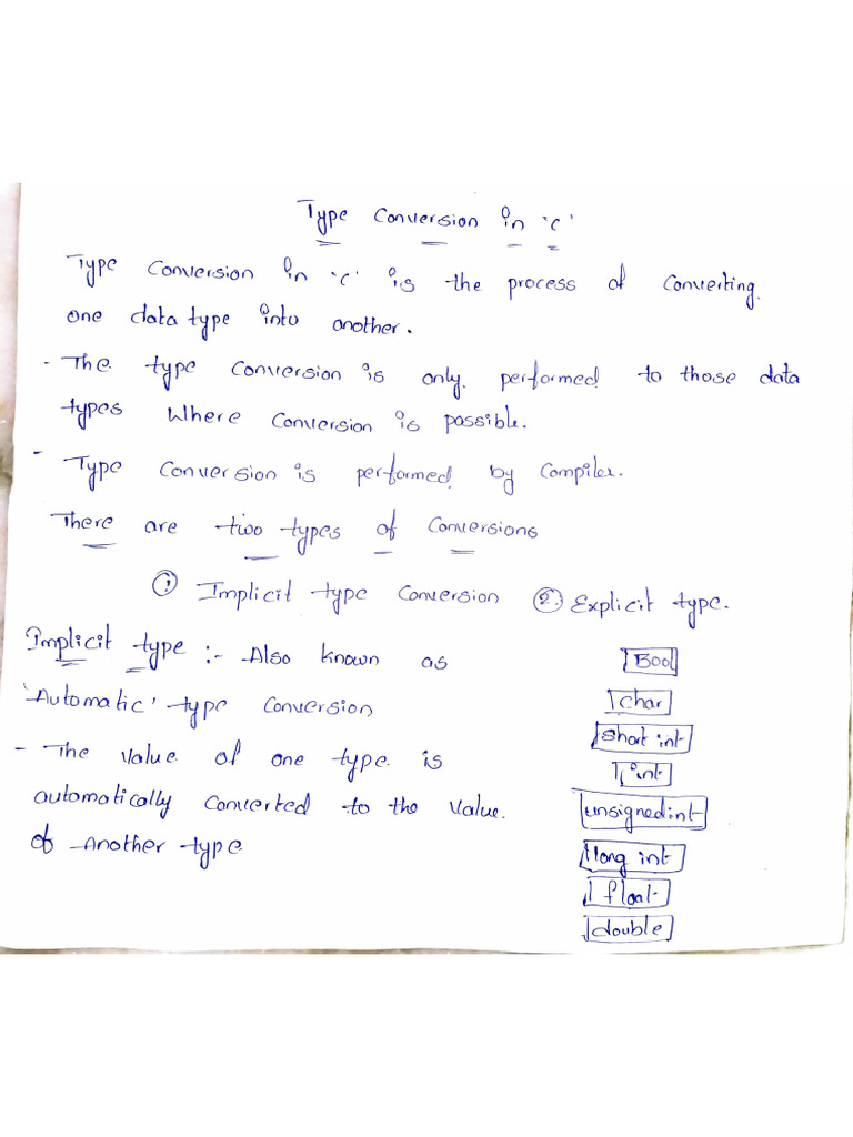 Type Conversion in C | PDF
