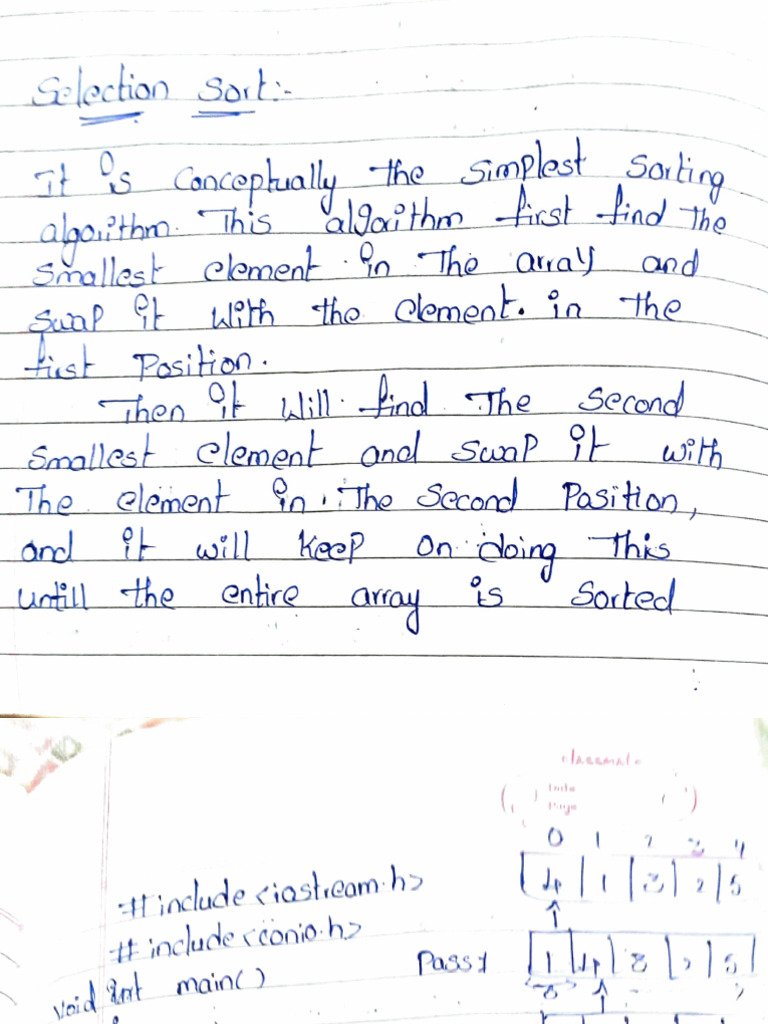 Selection Sort in C++ | PDF