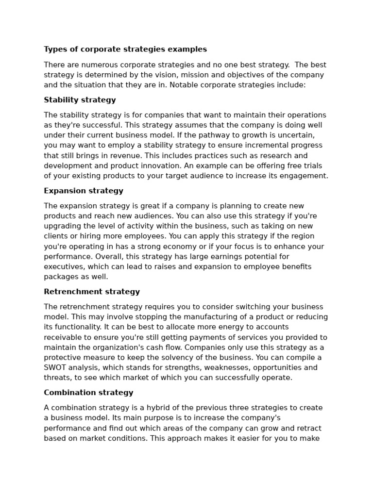 Types of Corporate Strategies - 24 | PDF
