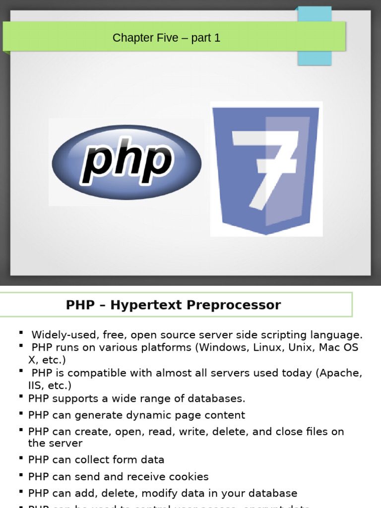 Chapter 5 - PHP Part 1 | PDF