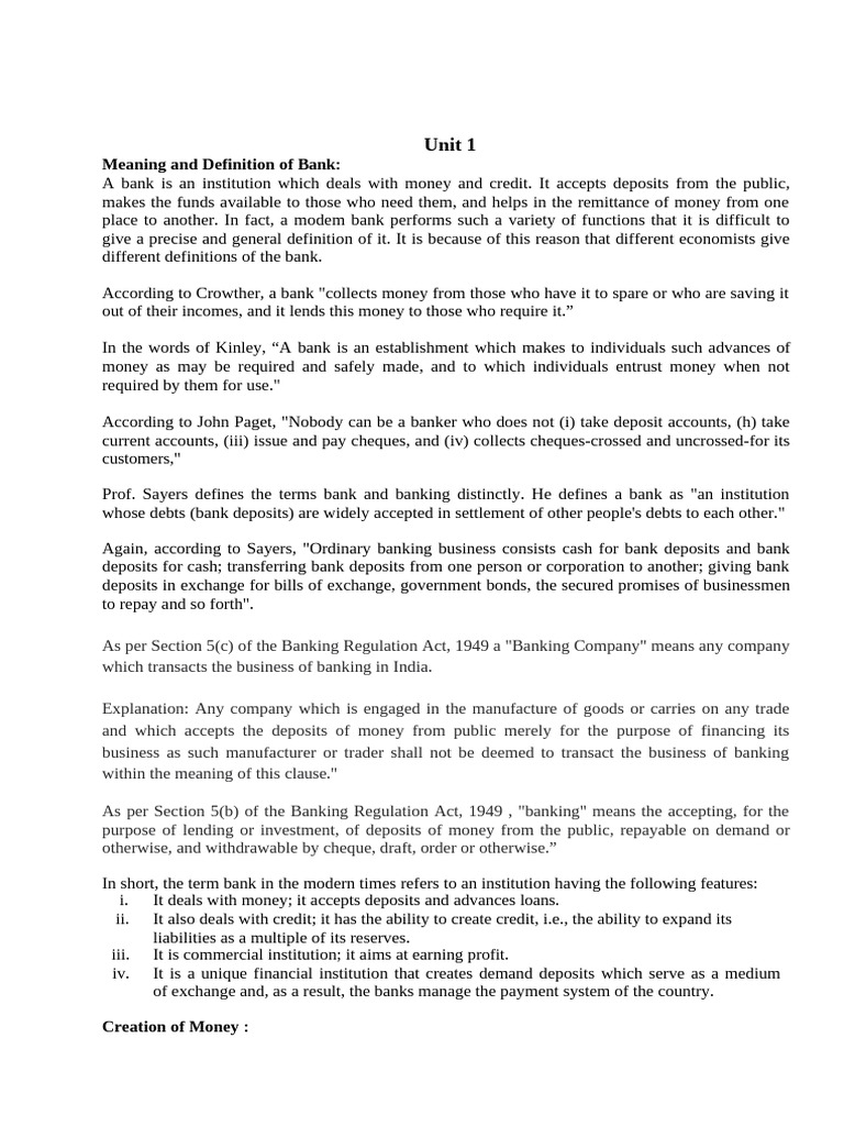 Banking Introduction Pdf Banks Law