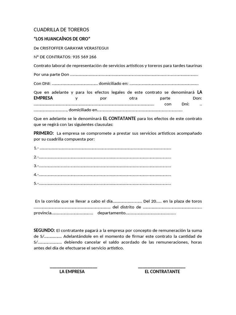 Cuadrilla de Toreros | PDF