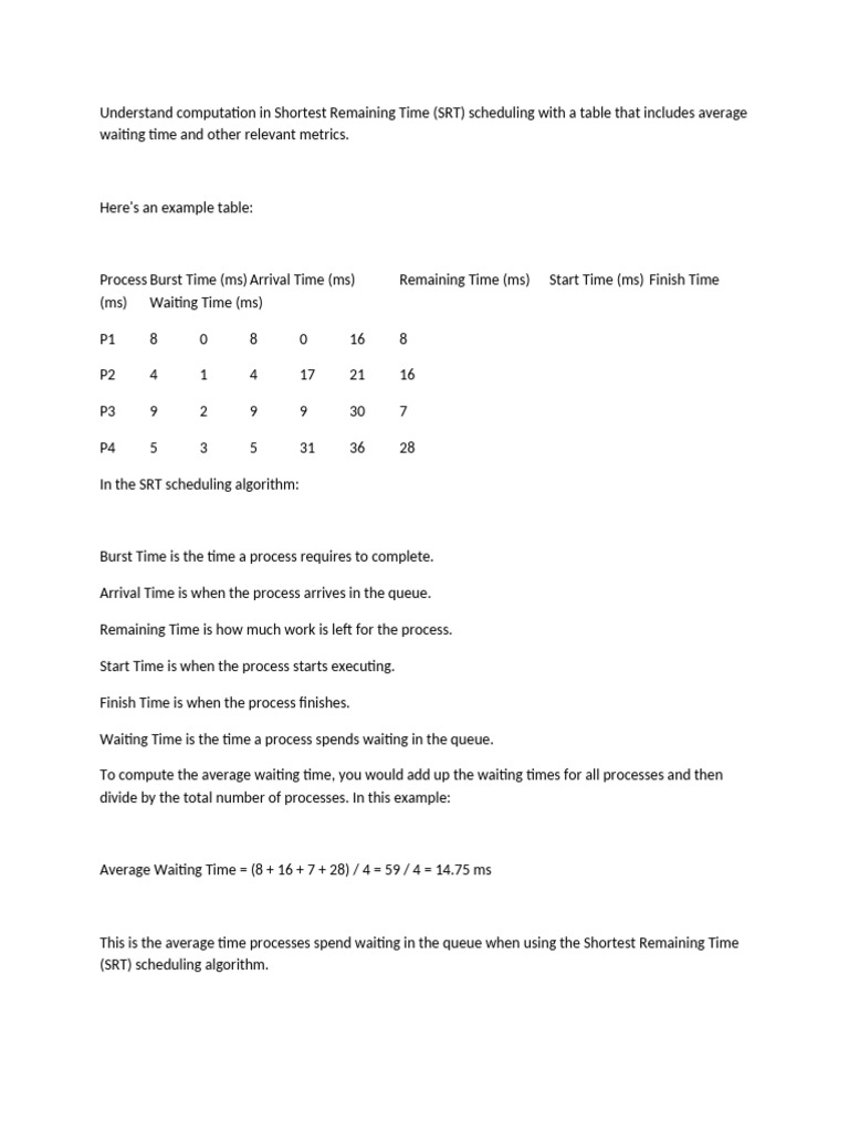 SRT Calculation | PDF