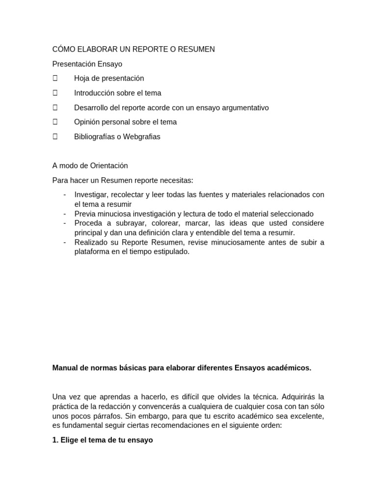 CÓMO ELABORAR UN RESUMEN REPORTE | PDF