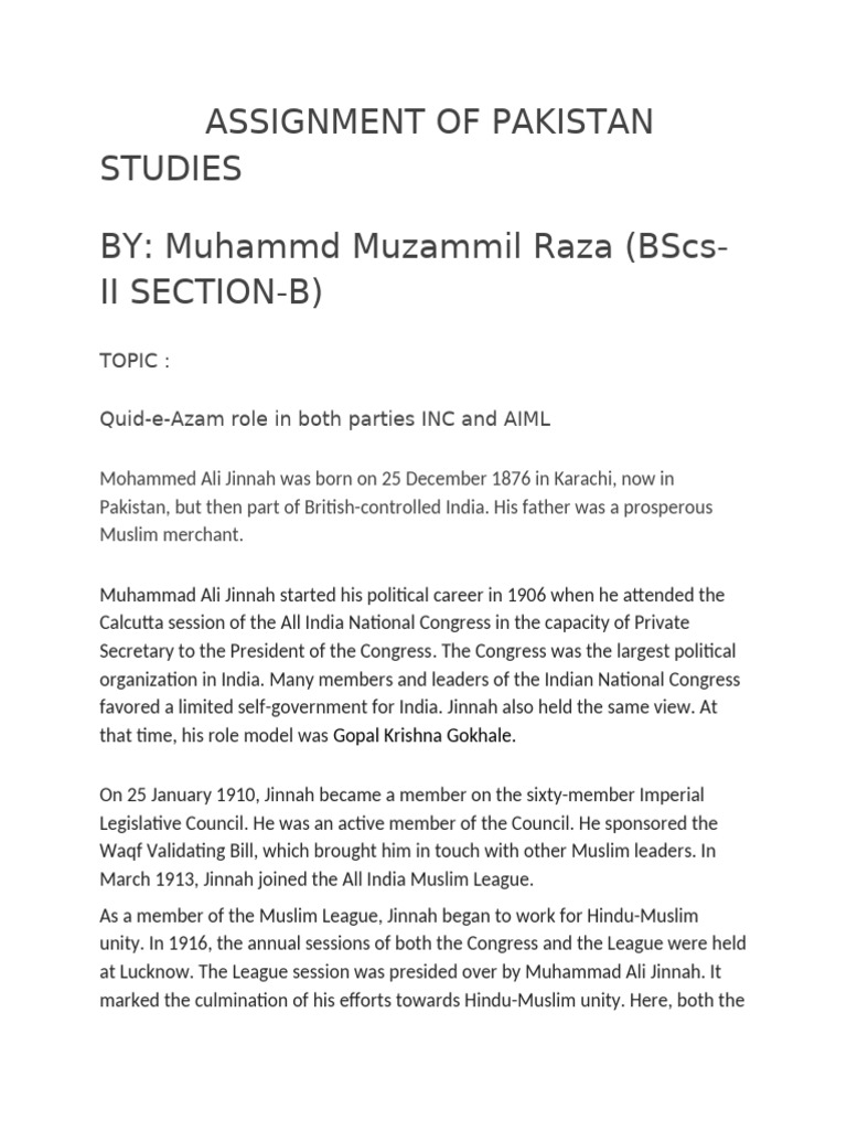 Pak Study Assignment | PDF