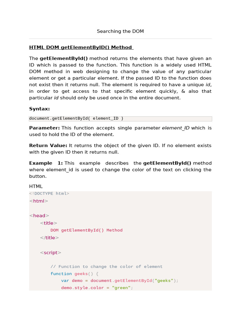 62. Searching the DOM | PDF