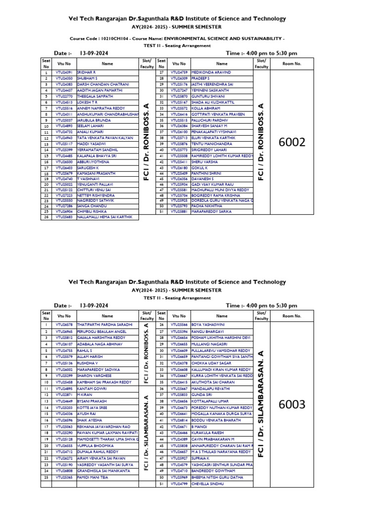 Seating Arrangement T2 ESS 13-09-24 | PDF