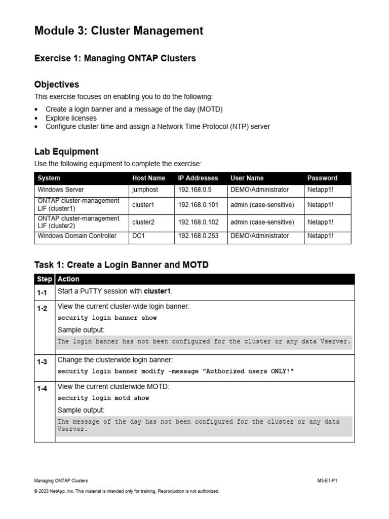 E03a ClusterManagement Setup | PDF