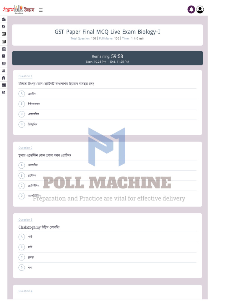 GST Paper Final MCQ Live Exam Biology-I | PDF