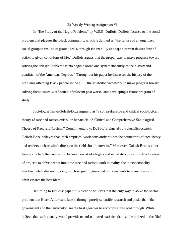 Bi-Weekly Writing Assignment 1 | PDF