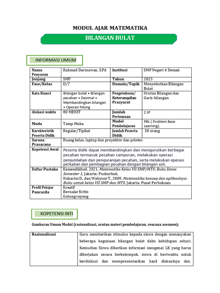 Bilangan Bulat 1 | PDF