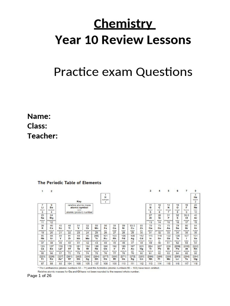 Y10 Review Lessons | PDF