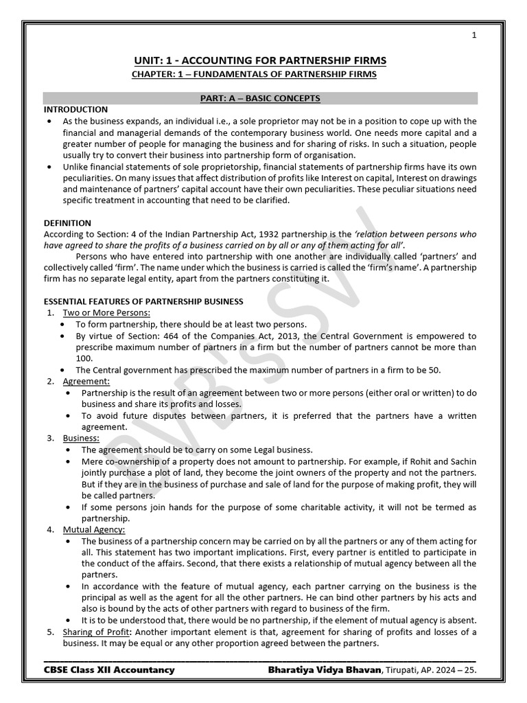 S25 Chapter.1 - Accounting for Partnership - Basic Concepts | PDF