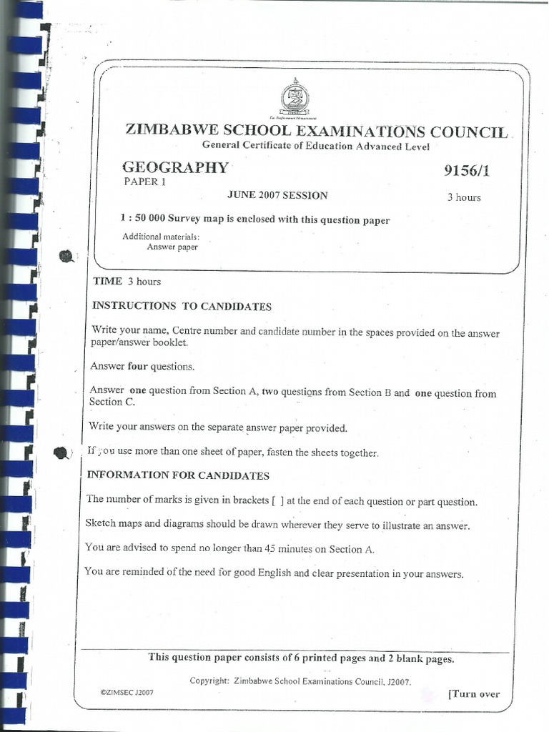 Geo Paper 1.june 2007 | PDF