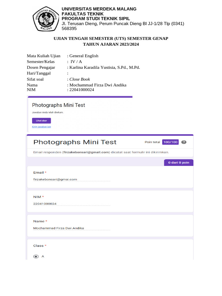 UTS BING Firza | PDF