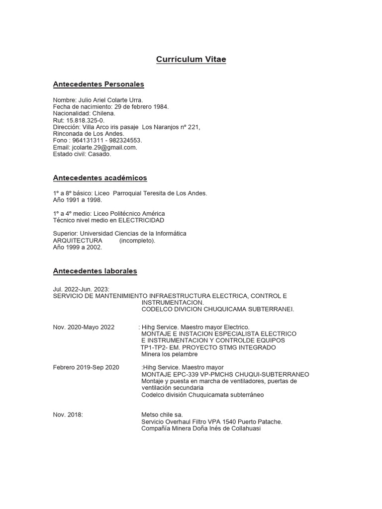 CV Julio Colarte | PDF