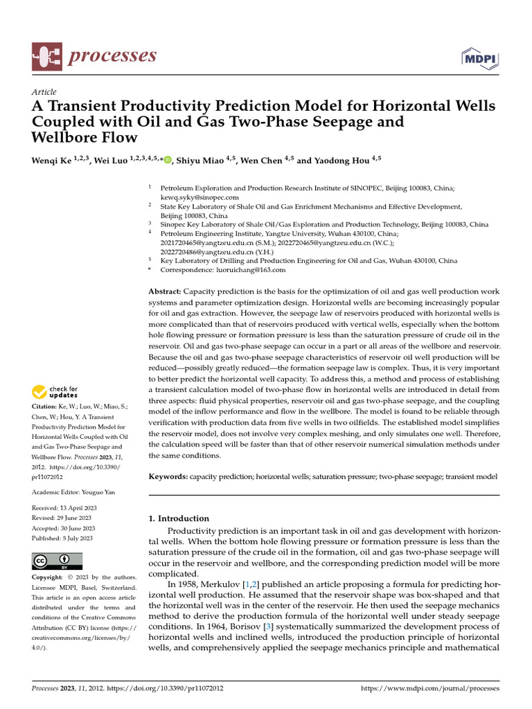 A Transient Productivity Prediction Model for Hori | PDF